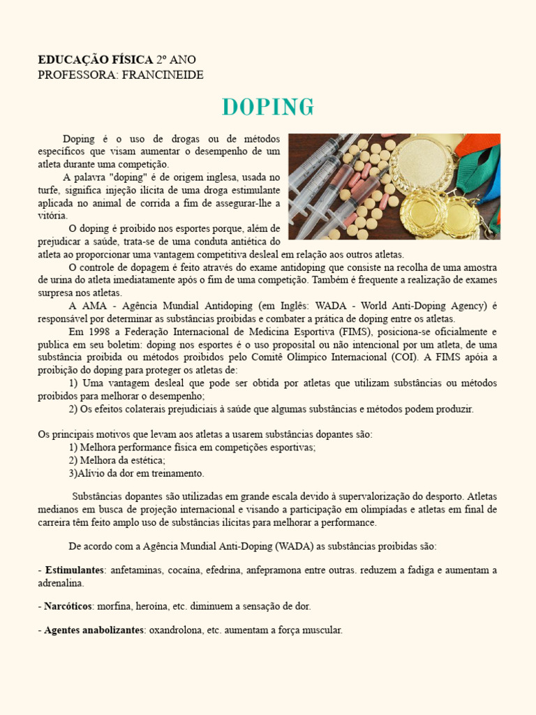 DOPING 2º ANO | PDF | Doping no esporte