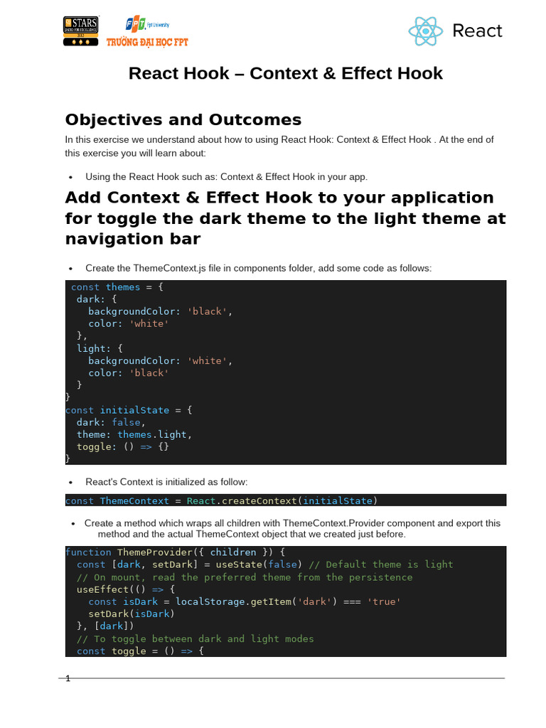 Exercise 11 - React Hook - Useeffect - Usecontext | PDF | Operating System Families | System ...