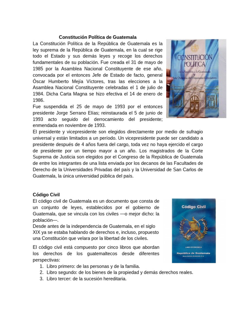 Constitución y Códigos de Guatemala | PDF | Procedimiento Civil | Gobierno