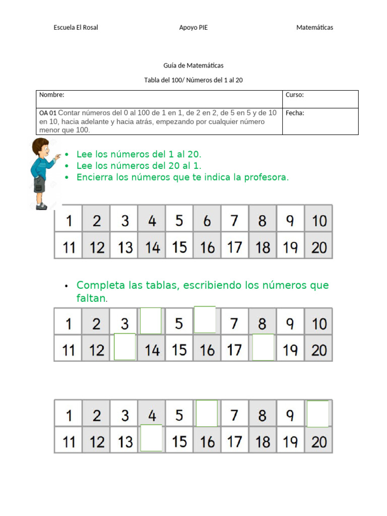 Numeros Del 1 Al 20 | PDF