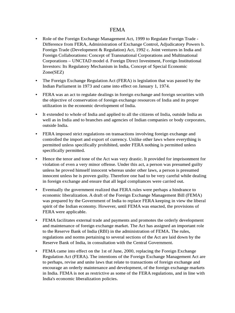 Fema | PDF | Private Sector | International Trade