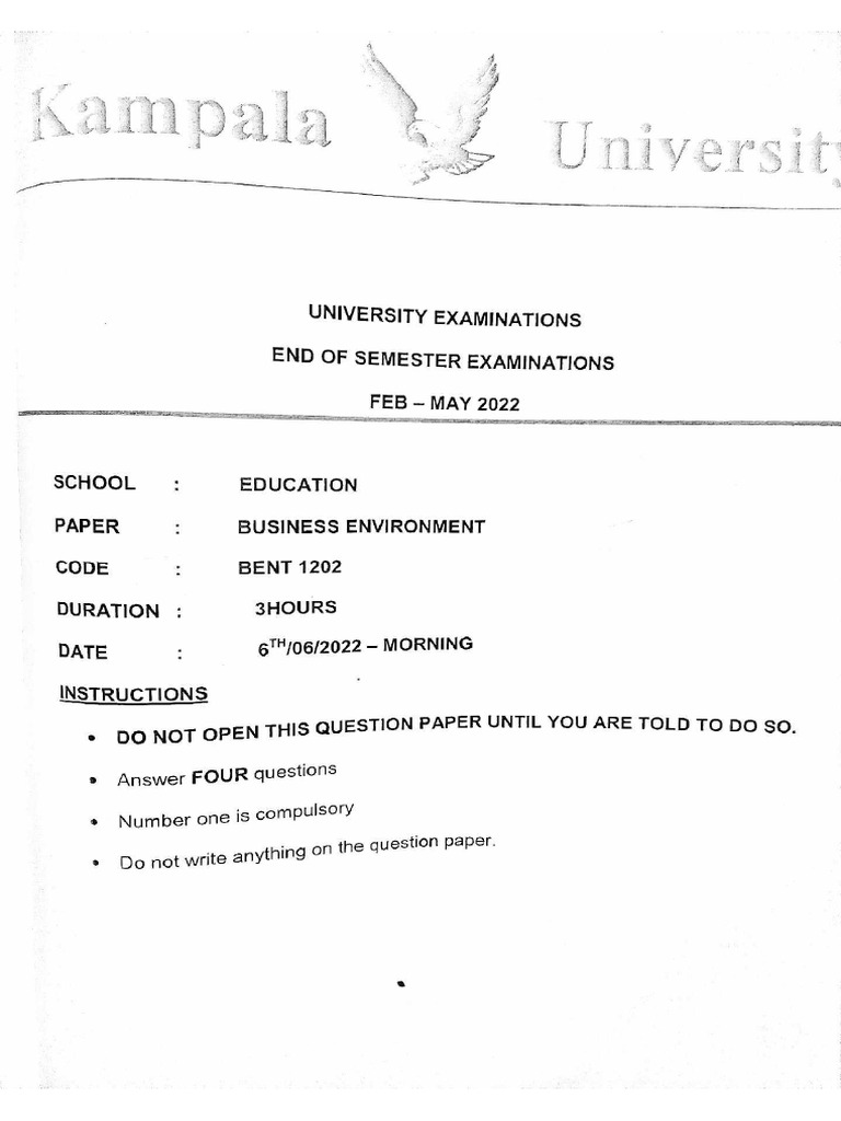 Business Environment Past Papers | PDF