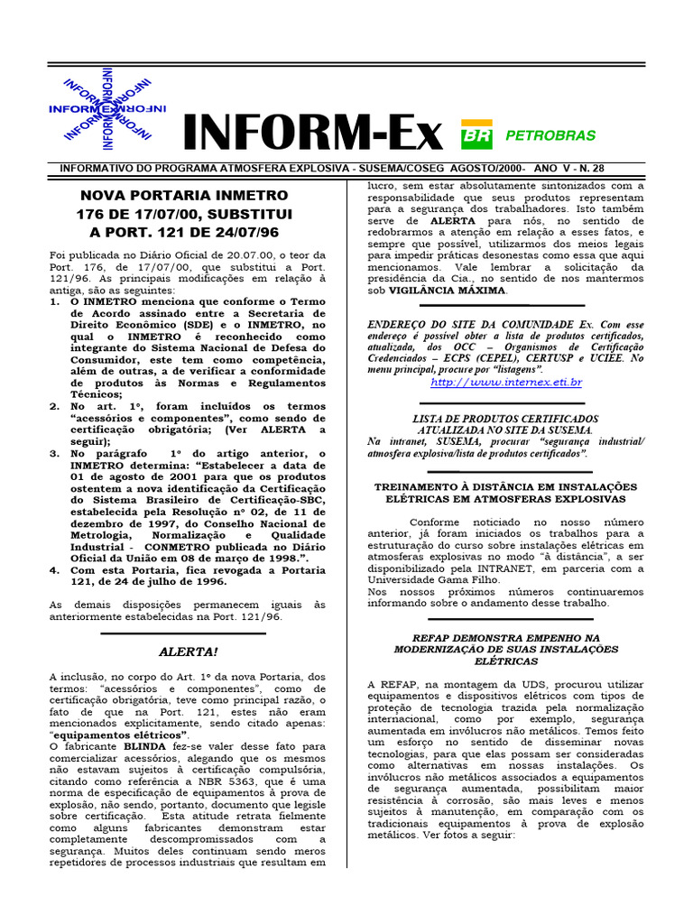 Portaria INMETRO - Equipamentos para Áreas Classificadas | PDF | Metrologia