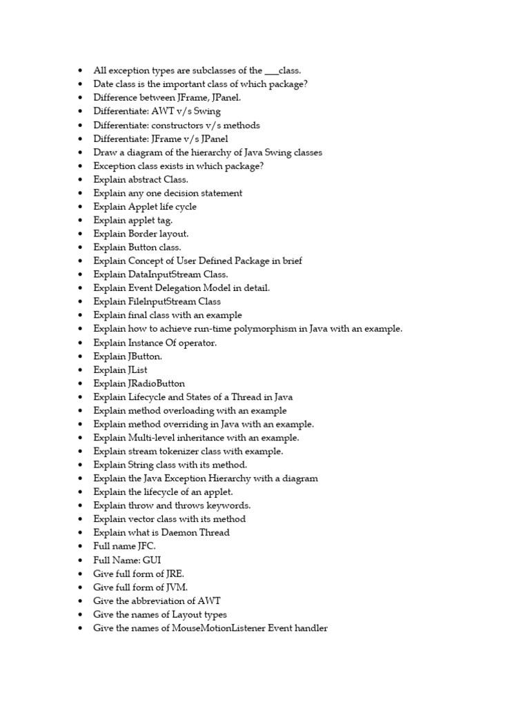 java qbank | PDF | Method (Computer Programming) | Class (Computer ...