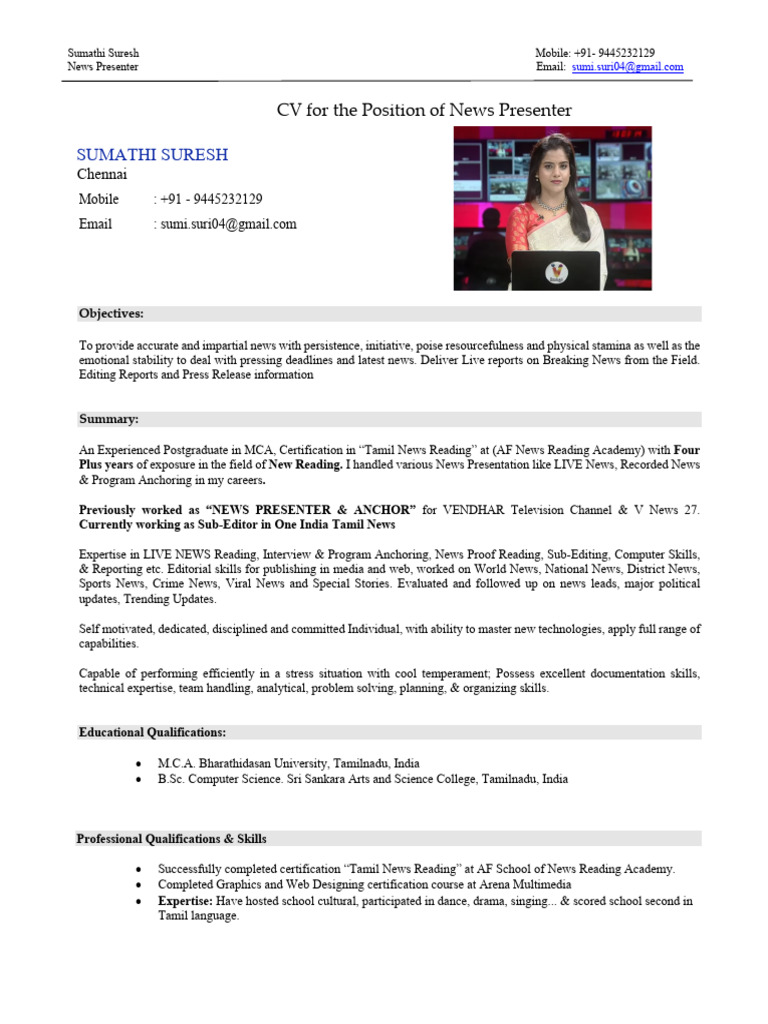 About Sumathi - CV - Print | PDF | News | Computing