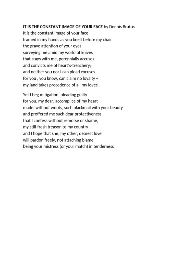 It Is The Constant Image of Your Face | PDF | Social Science