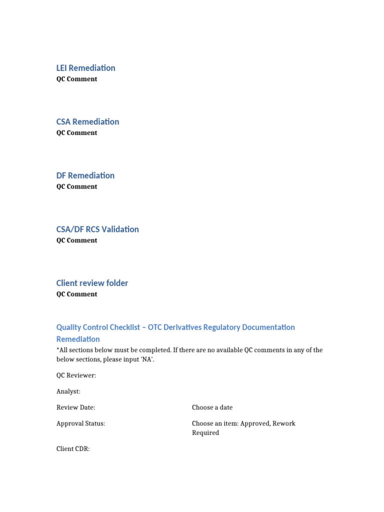 QC Checklist Document Template | PDF