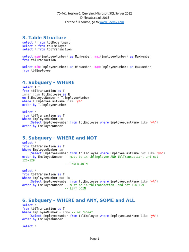 70 461session6 | PDF | Databases | Information Retrieval