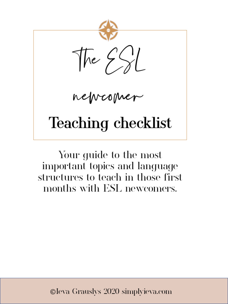 ESL Newcomer Teaching Checklist | PDF | English As A Second Or Foreign ...