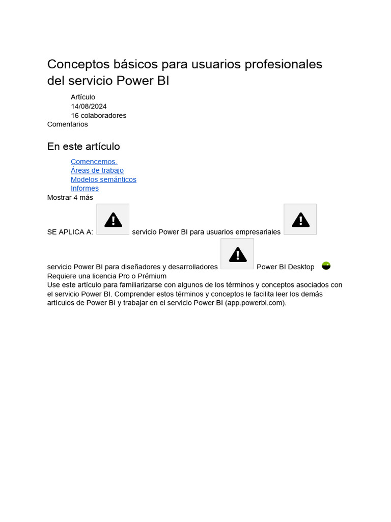 Conceptos Básicos para Usuarios Profesionales Del Servicio Power BI | PDF | Software de la ...