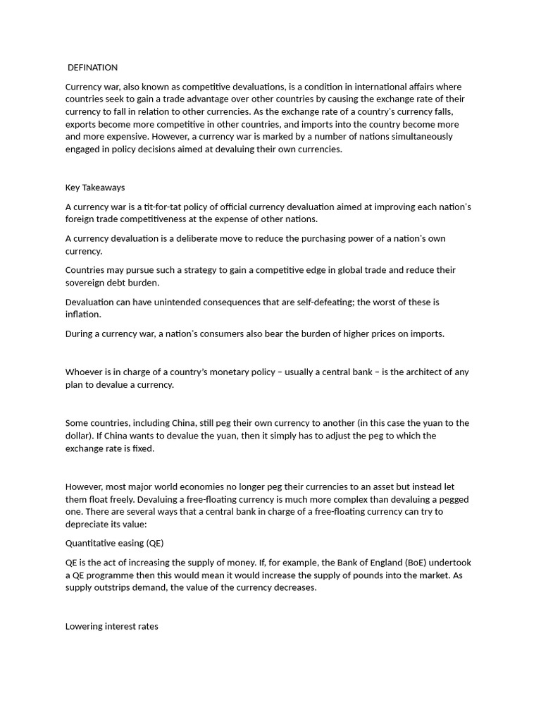 CURRENCY WAR | PDF | Devaluation | Currency