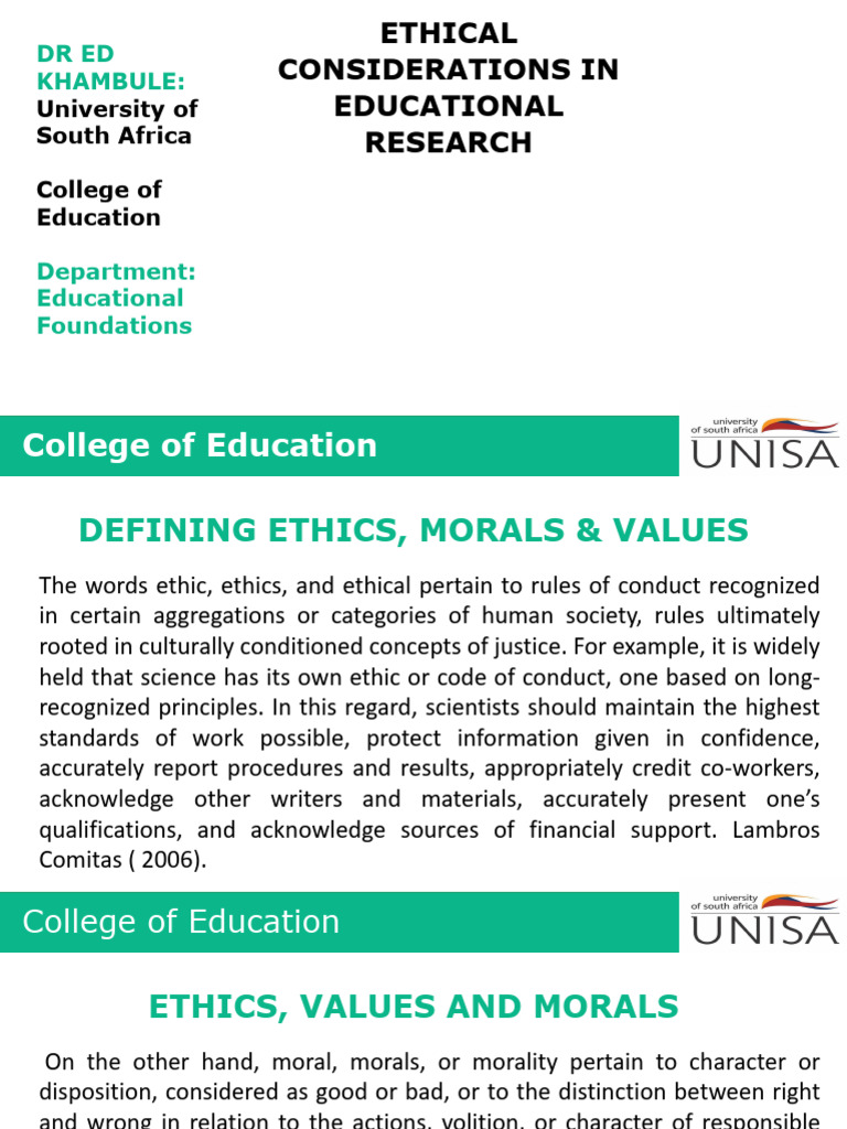Ethical Considerations in Educational Research | PDF | Morality ...