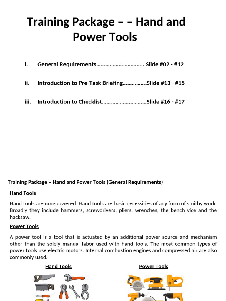 Hand and Power Tools Safety | PDF | Personal Protective Equipment ...