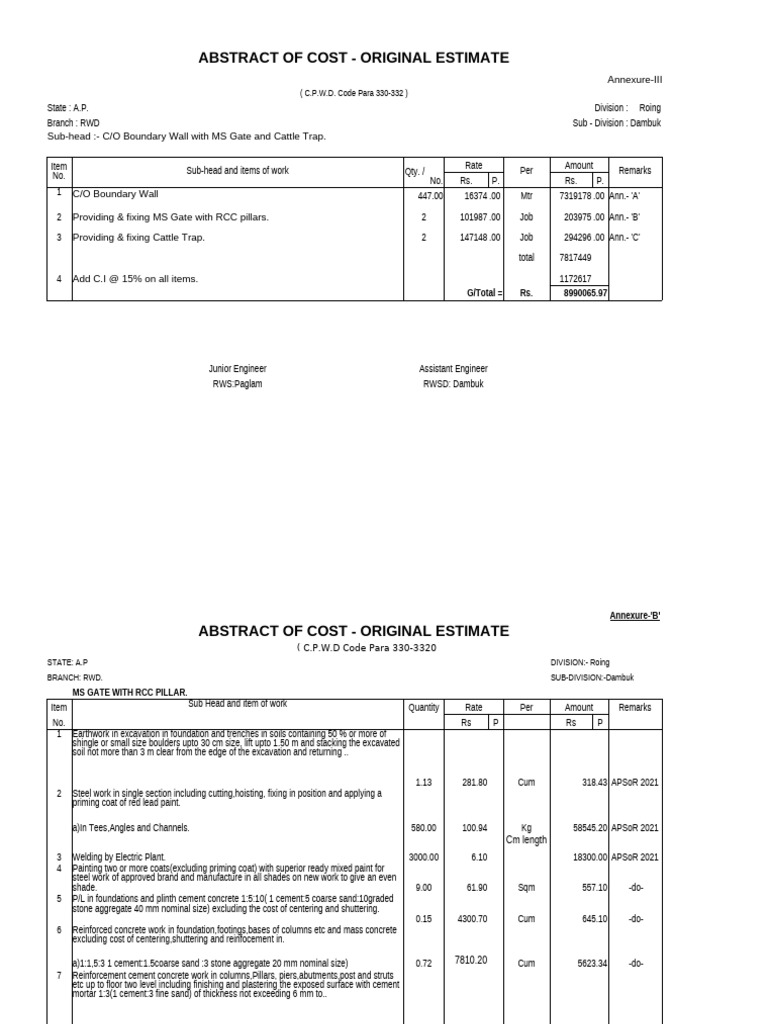 b wall, MS gate,cattle trap | PDF | Concrete | Reinforced Concrete