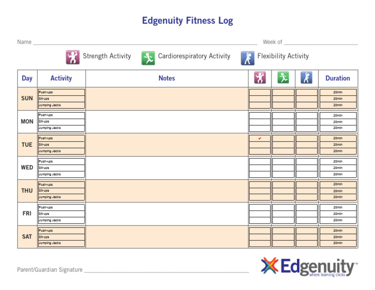 E2020 Fitness Log | PDF