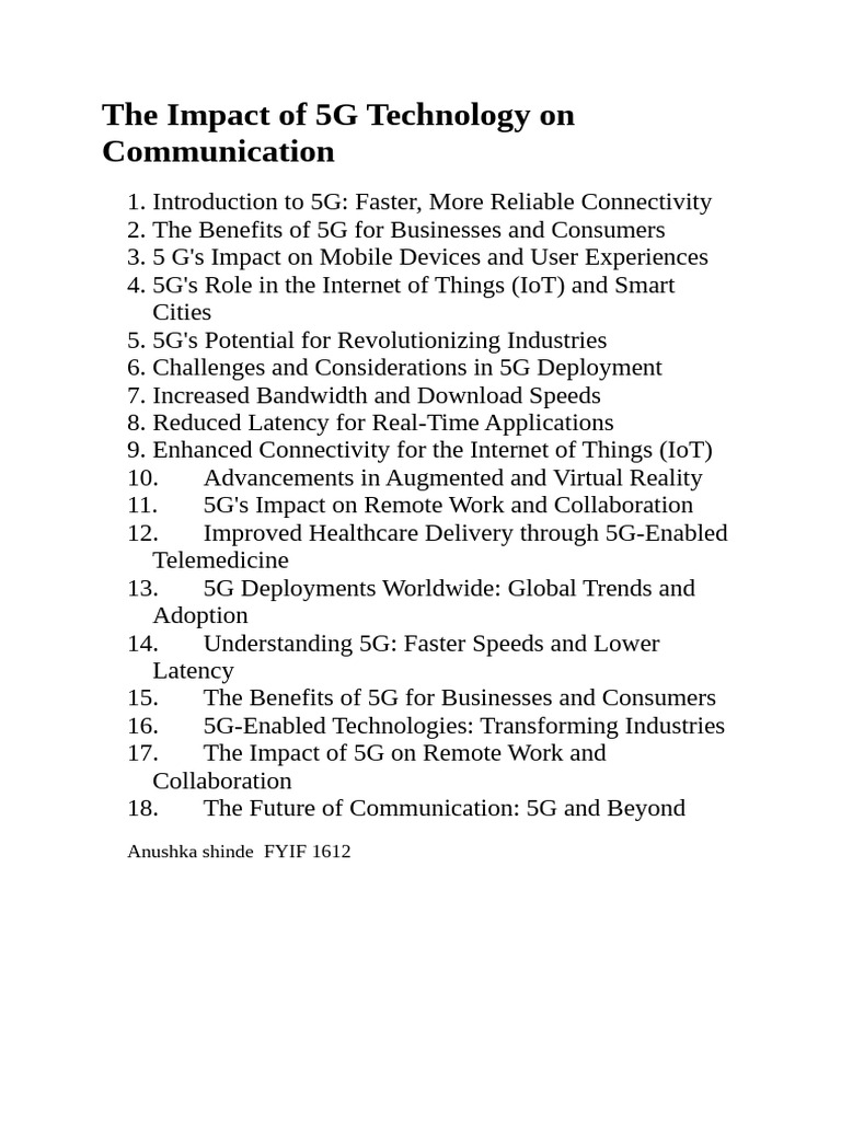 The Impact of 5G Technology On Communication | PDF | Business ...