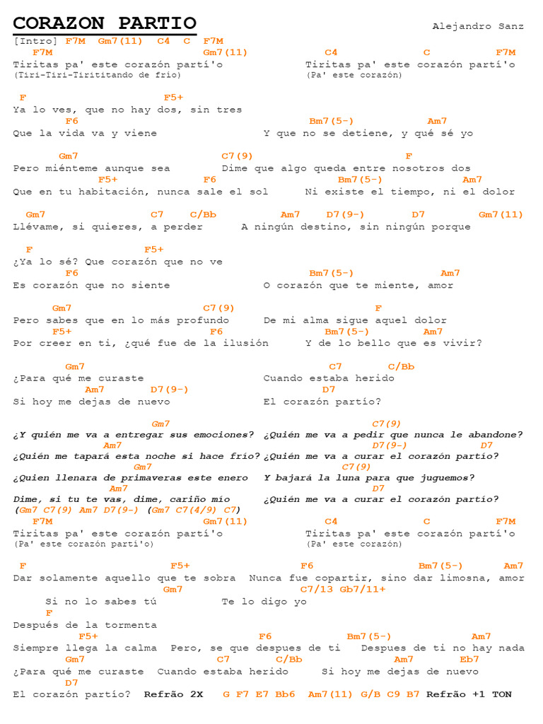 Alejandro Sanz - Corazon Partio (F) | PDF
