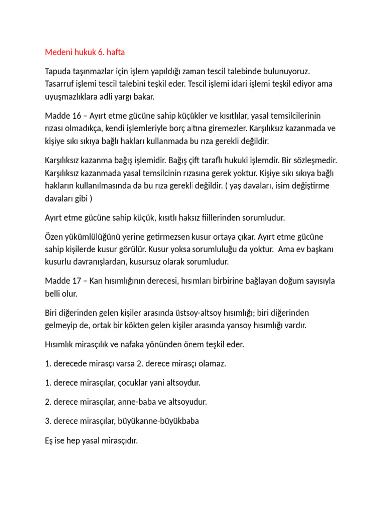Medeni 6.hafta | PDF