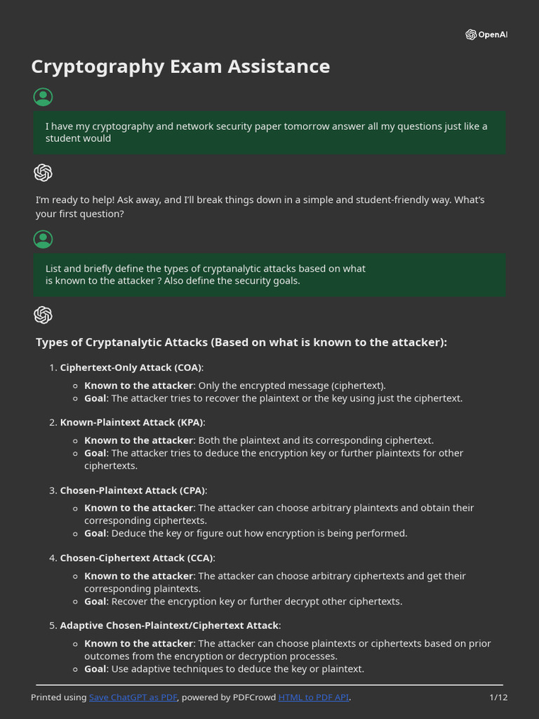 Cryptography Exam Assistance | PDF | Public Key Cryptography | Key (Cryptography)
