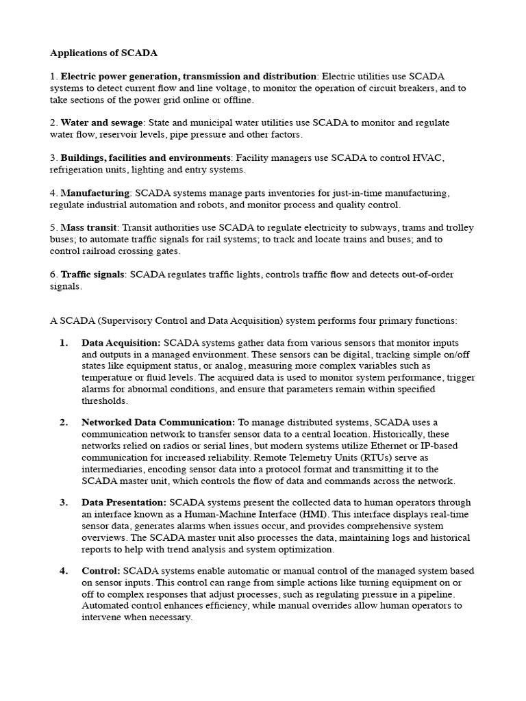 SCADA Applications and Deployment Methods | PDF | Scada | Ultra High ...