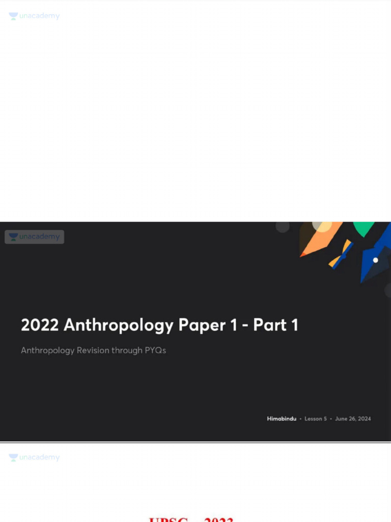 2022 Anthropology Paper 1 Part 1 With Anno | PDF