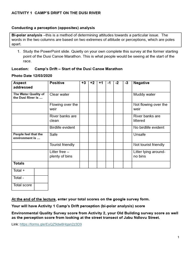 Activity 1 CAMPS DRIFT ON THE DUSI RIVER PDF | PDF | Psychology