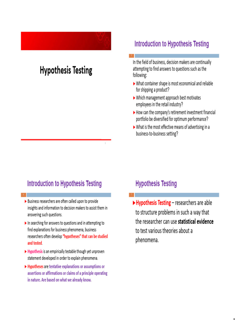 8 Hypothesis Testing & Types of Errors - To Be Used | PDF | Type I And ...