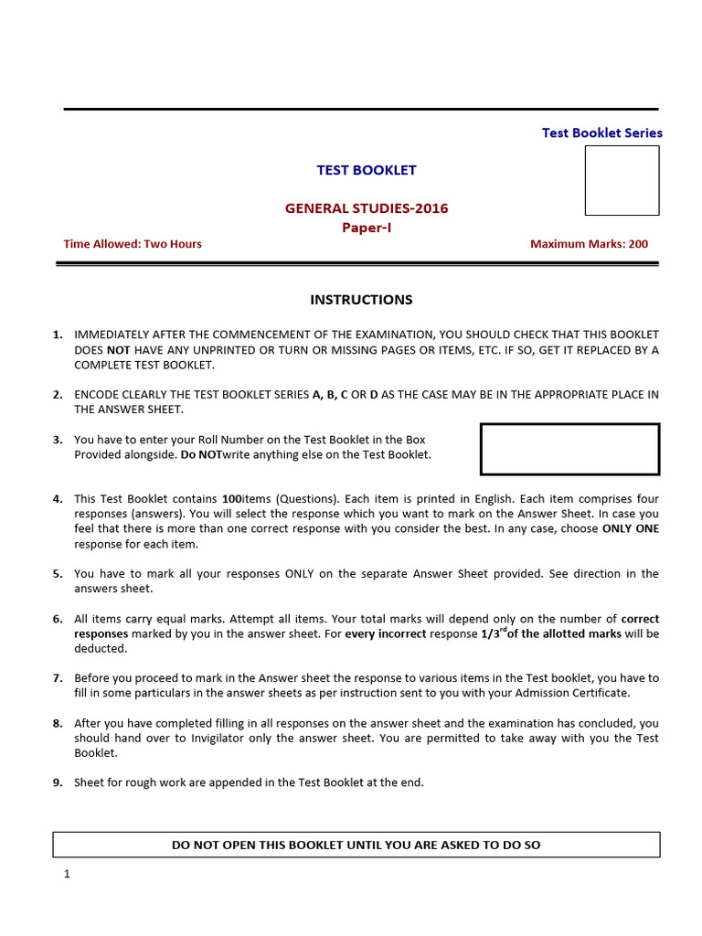 2016 General Studies I Pdf