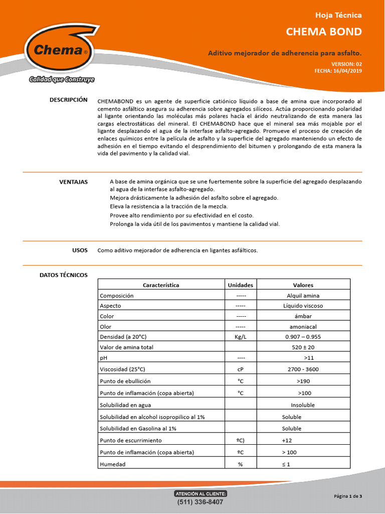 HT Chema Bond V02.2019 | PDF | Adhesión | Agua