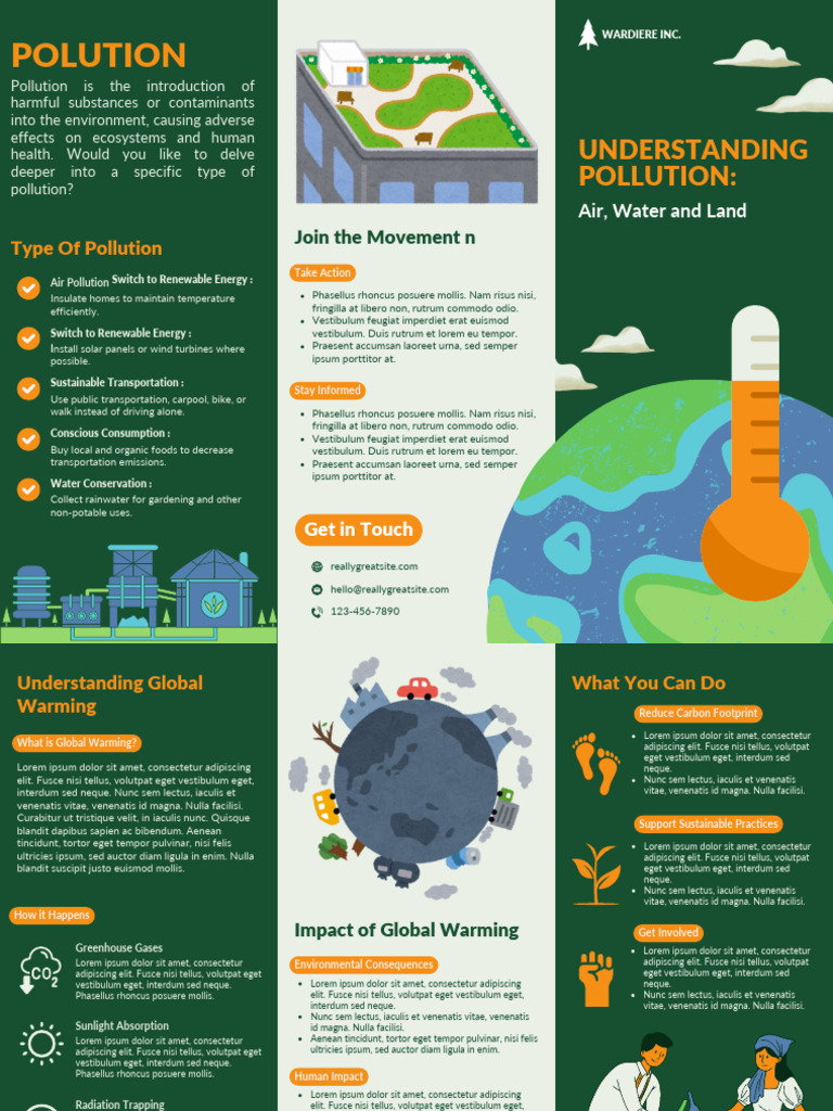 Green Illustrative Climate Change Global Warming Trifold Brochure | PDF ...