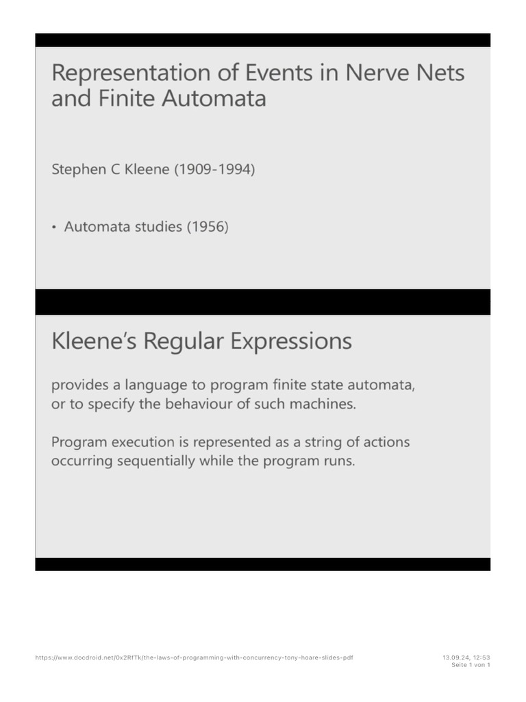 The Laws of Programming With Concurrency - Tony Hoare - Slides - PDF - DocDroid | PDF