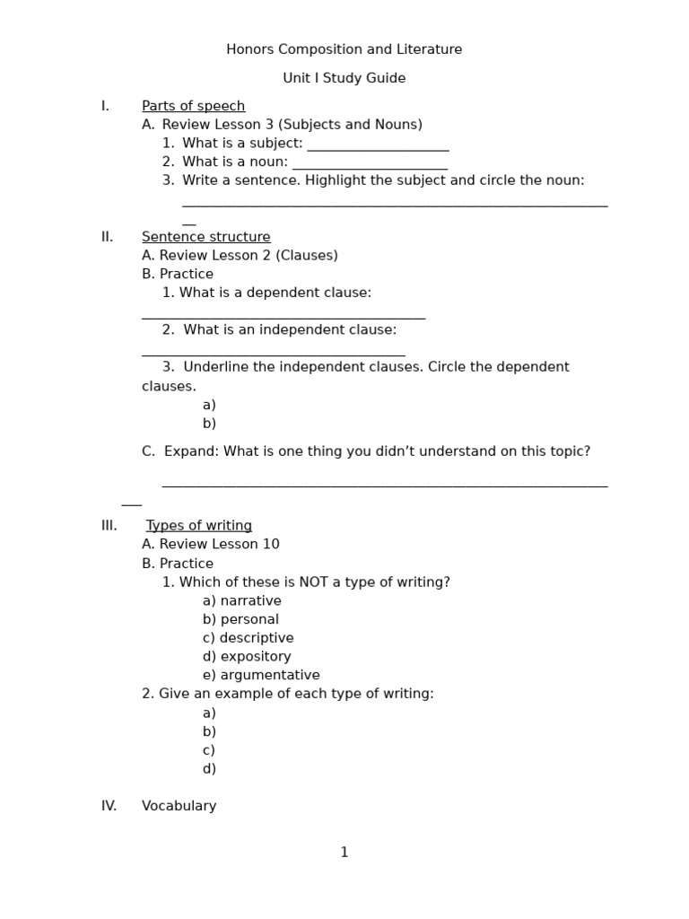 ELA Unit 1 Study Guide | PDF | Linguistic Morphology | Grammar ELA Unit 1 Study Guide | PDF | Linguistic Morphology | Grammar