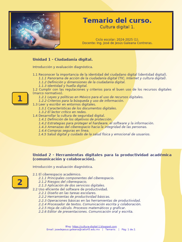 Temario Curso Cultura Digital 2024-25 | PDF | Algoritmos | Software