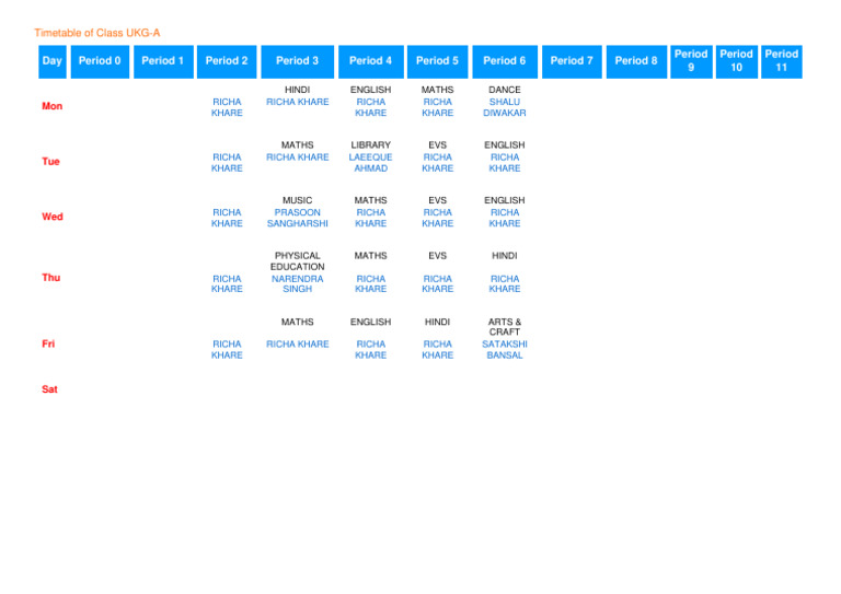 Timetable UKG A 3 | PDF