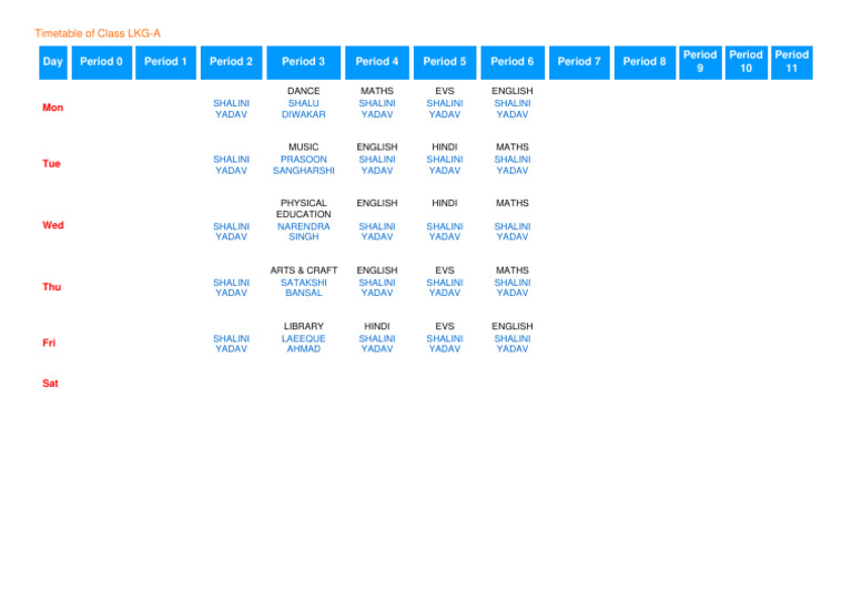 Timetable-LKG-A-3 | PDF