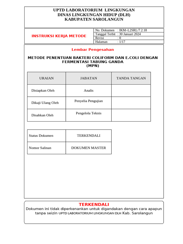 Metode MPN untuk Coliform dan E. Coli | PDF