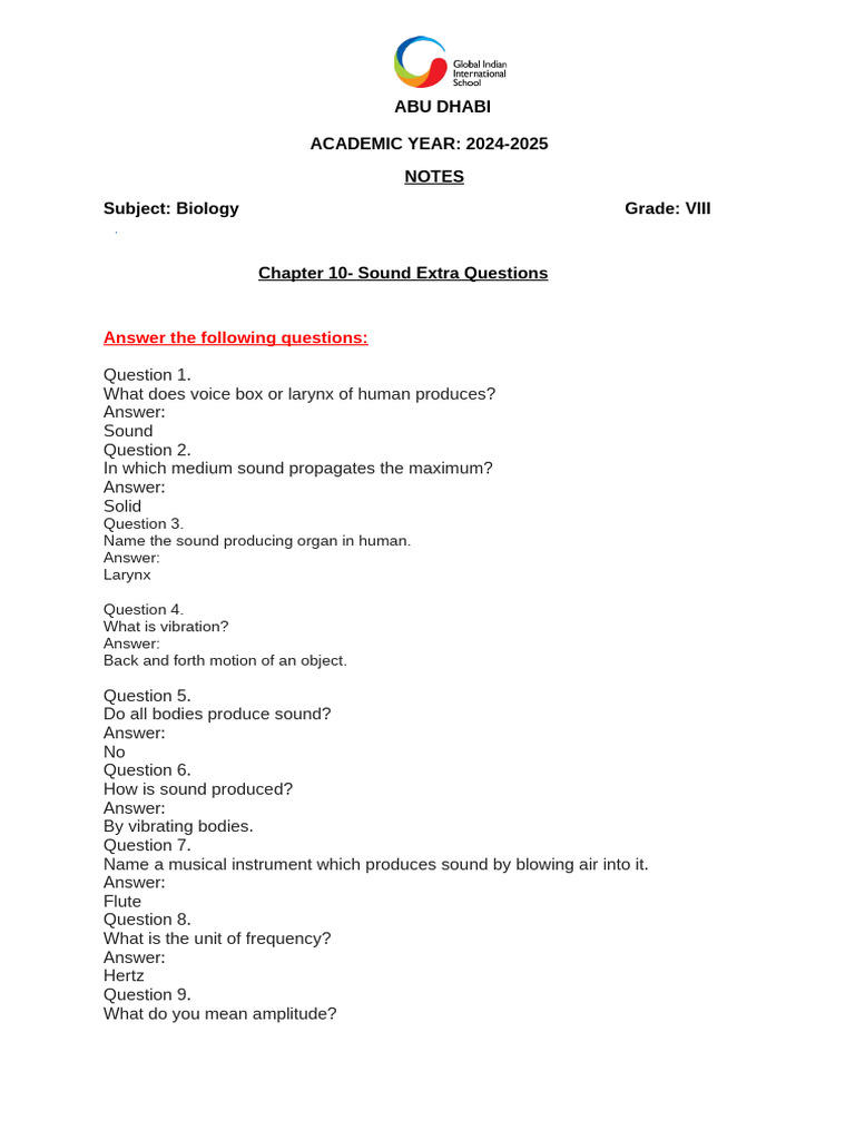 Sound Extra Questions | PDF | Sound | Frequency