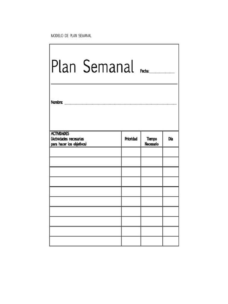 Formato Plan Semanal | PDF