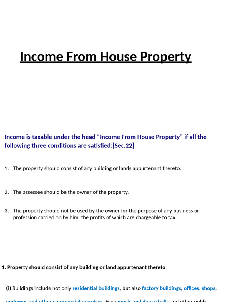 Taxation of Income from House Property | PDF | Income | Tax Deduction