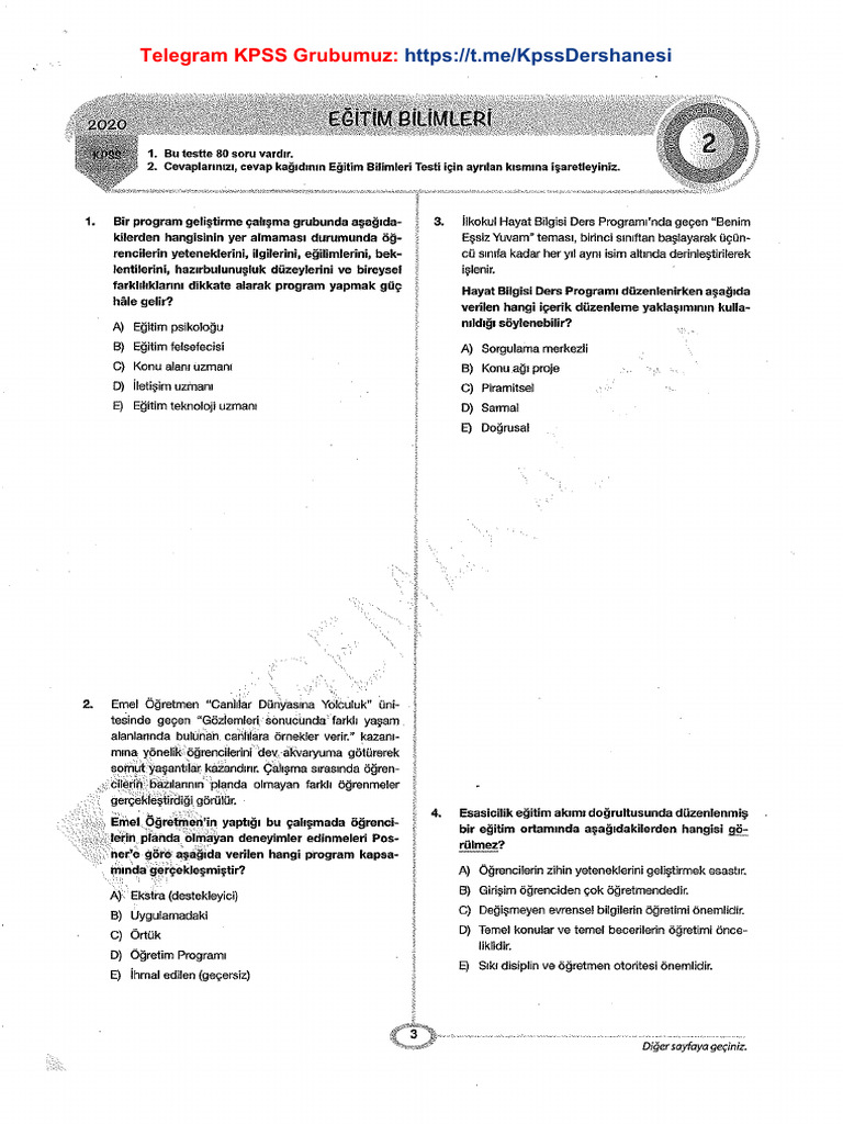 2020 Tg2 Pegem Eğitim Bilimleri | PDF