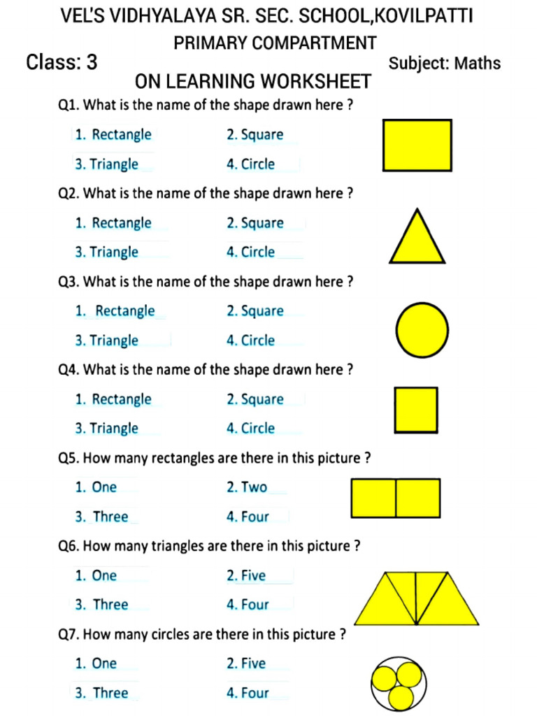 G3 Shapes and Patterns On Learning WS | PDF