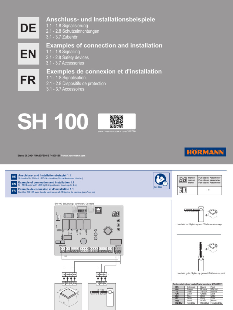 Barrière SH 100 : Installation et Options | PDF | Rouge | Couleur