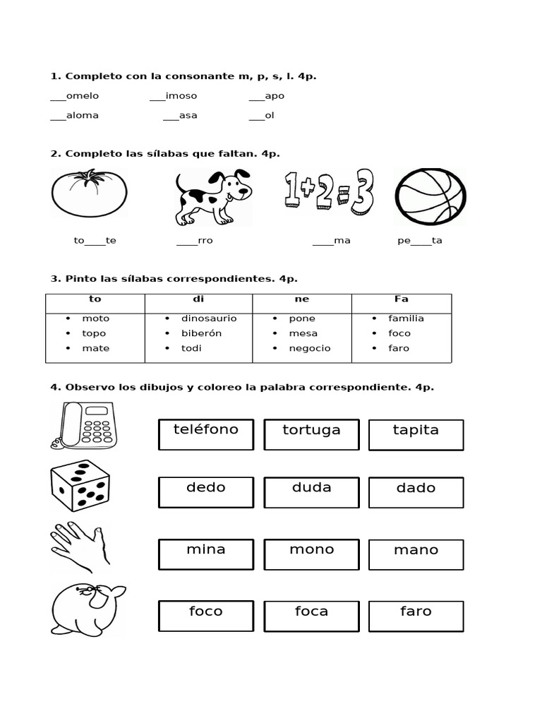 Proceso de Consonantes M, P, S, L, D, T, N, F | PDF