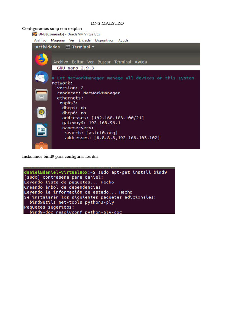 Configuración de DNS con BIND9 y Netplan | PDF | Informática