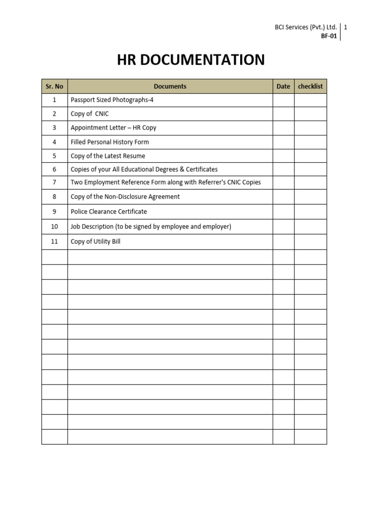 HR Checklist | PDF