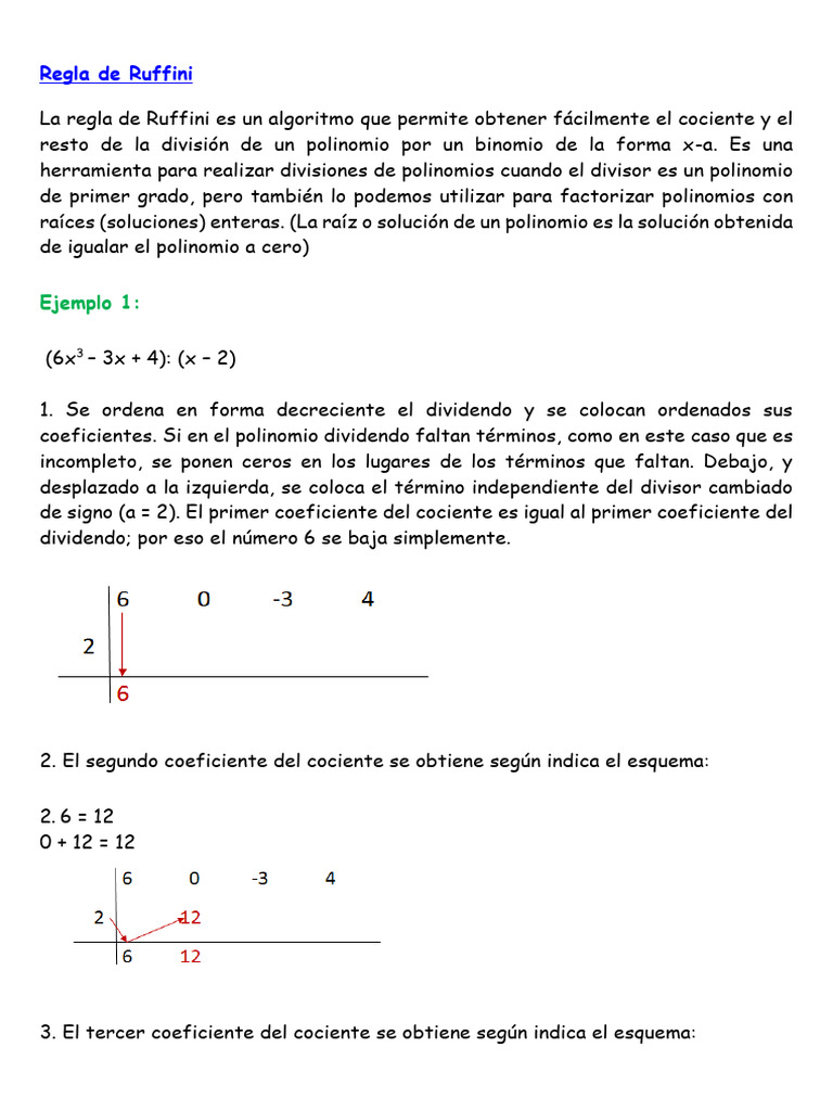 Ruffini Teorema Del Resto Gauss | PDF | División (Matemáticas ...