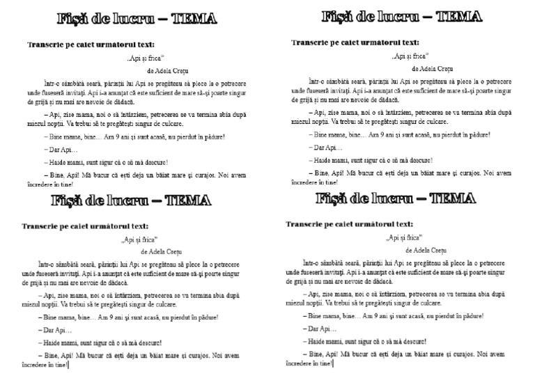 Fisa 3 Romana clasa 1 | PDF