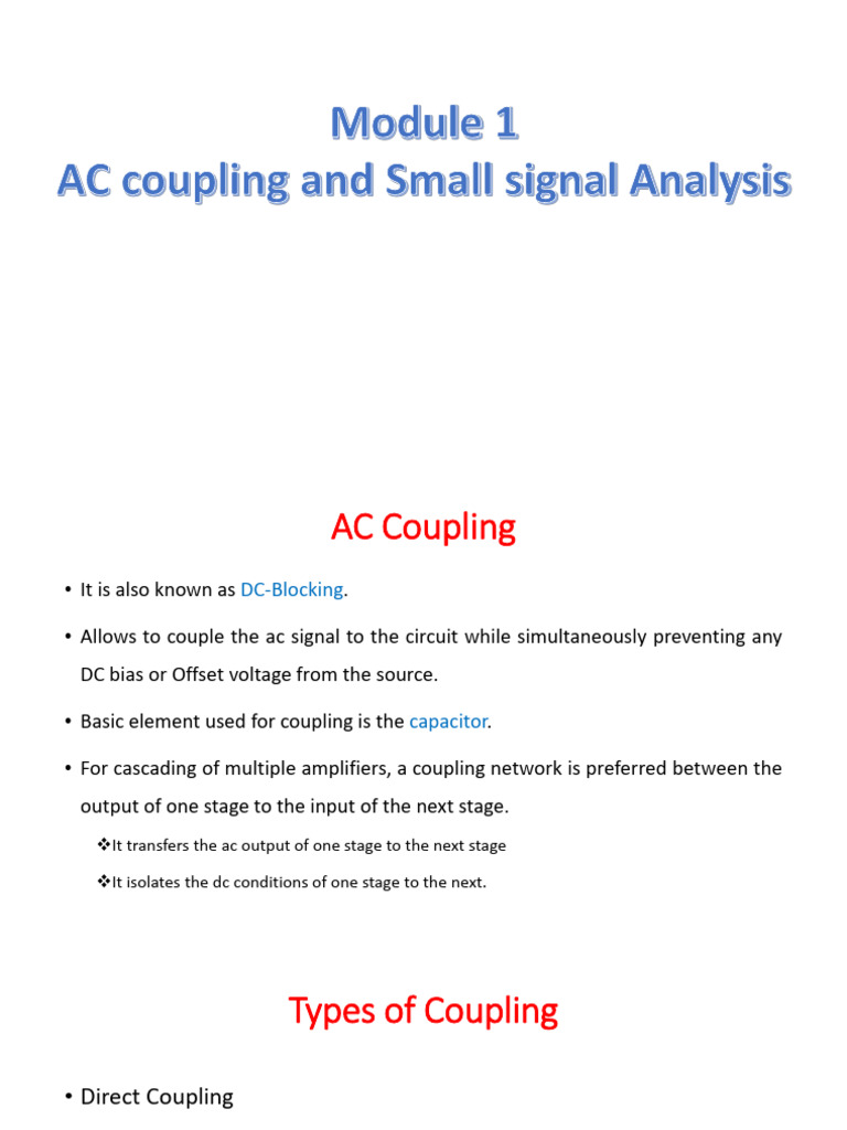 5 Ac coupling and small signal Analysis | PDF | Amplifier | Electrical Network