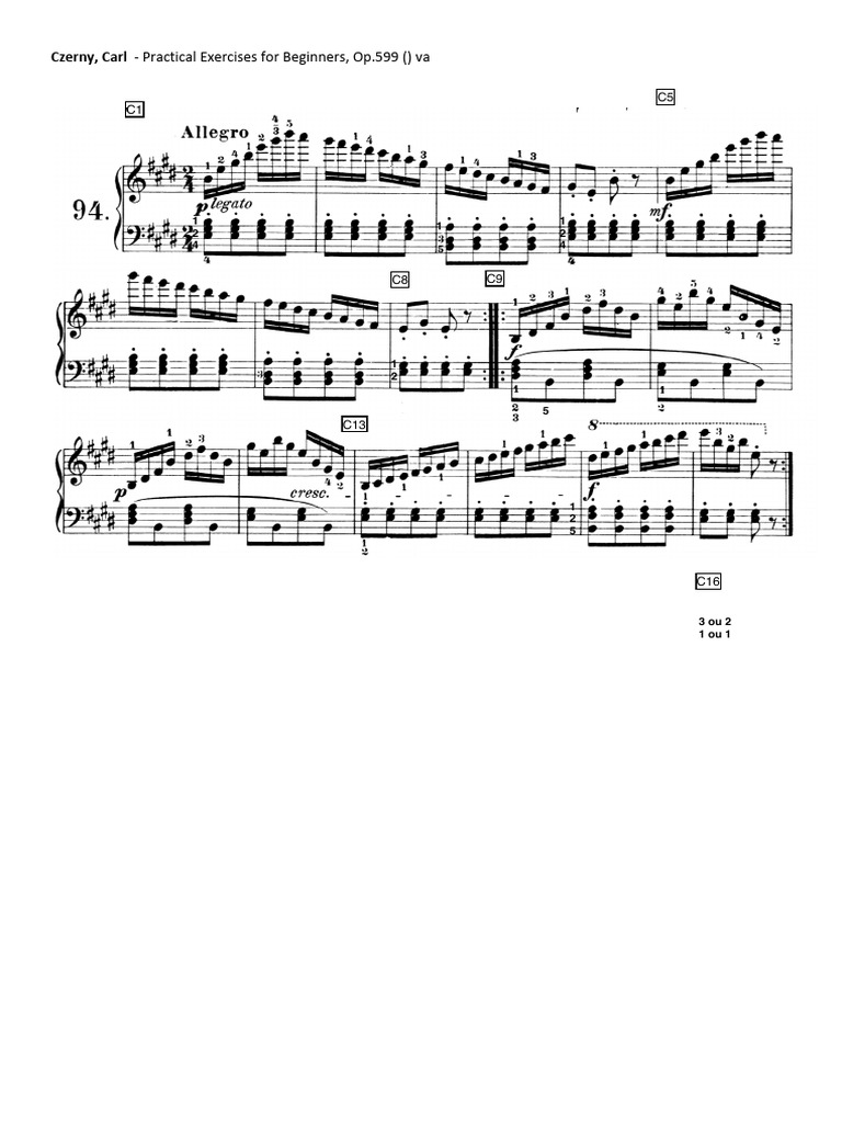 12 M5 Czerny, Carl - Practical Exercises For Beginners, Op.599 94 Mi Maior Va | PDF