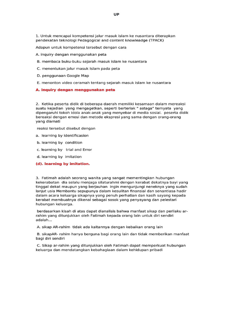 Soal Up Pai 2023 Fix | PDF | Gaya Hidup